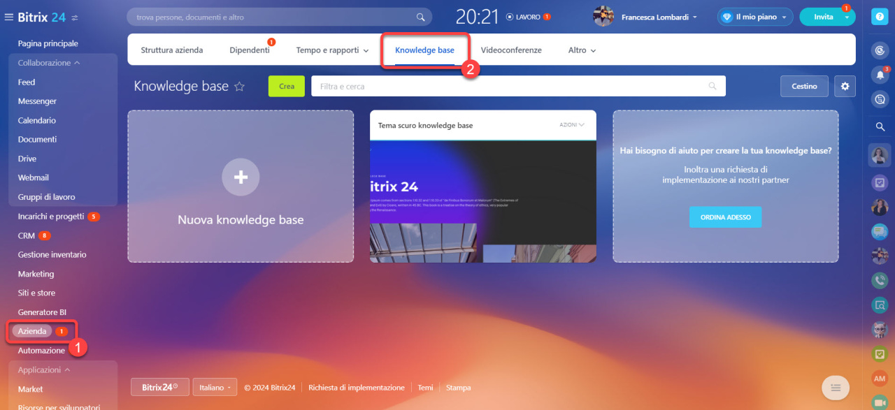 Aggiungi un file di Bitrix24 Drive alla knowledge base